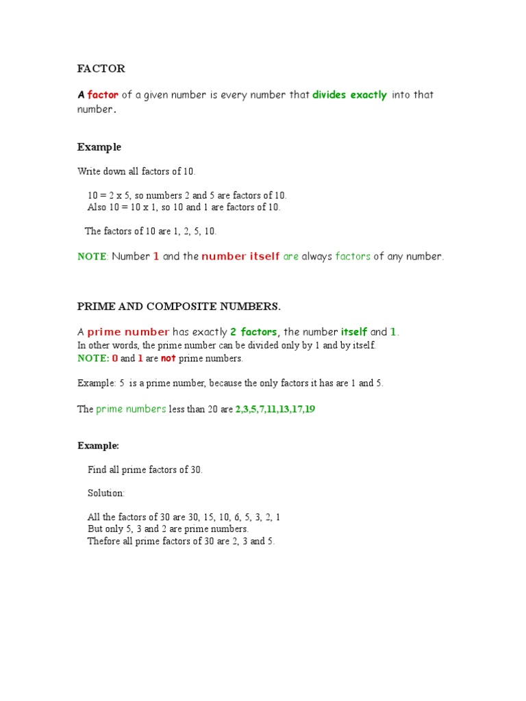 A Factor of A Given Number Is Every Number That | PDF | Numbers | Prime ...