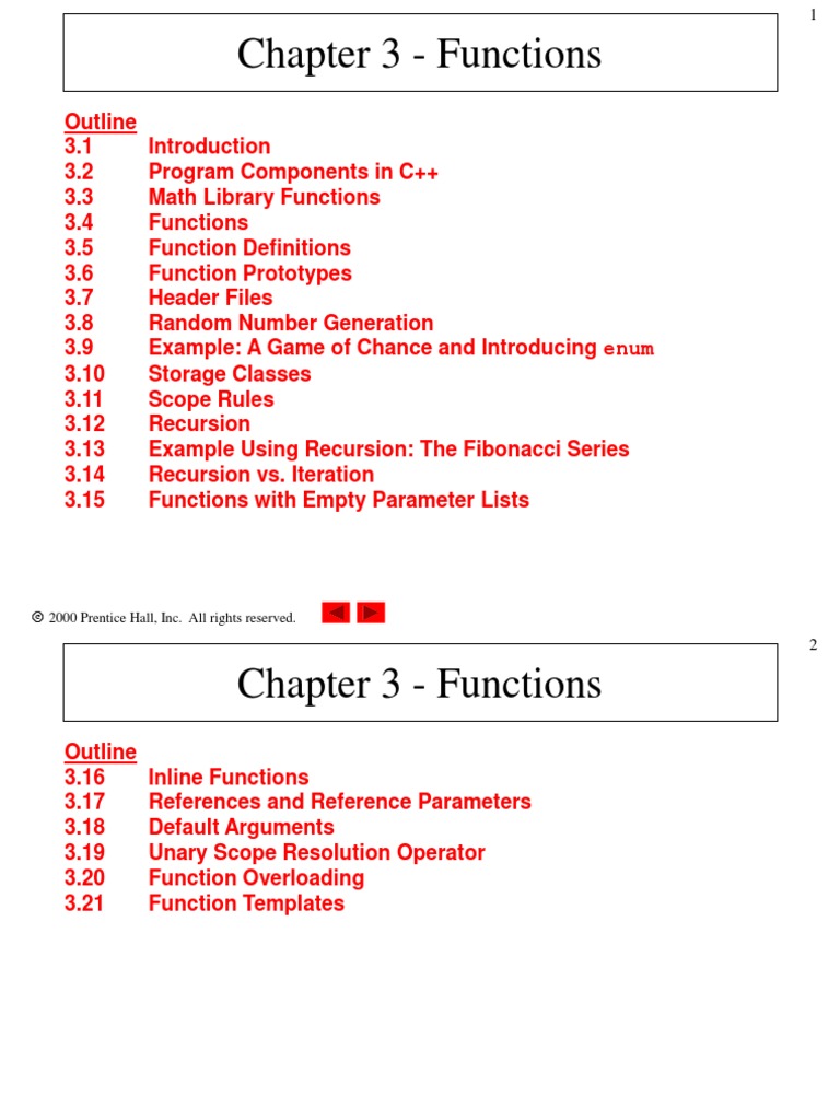Chapter 3 - Functions: 2000 Prentice Hall, Inc. All Rights Reserved ...