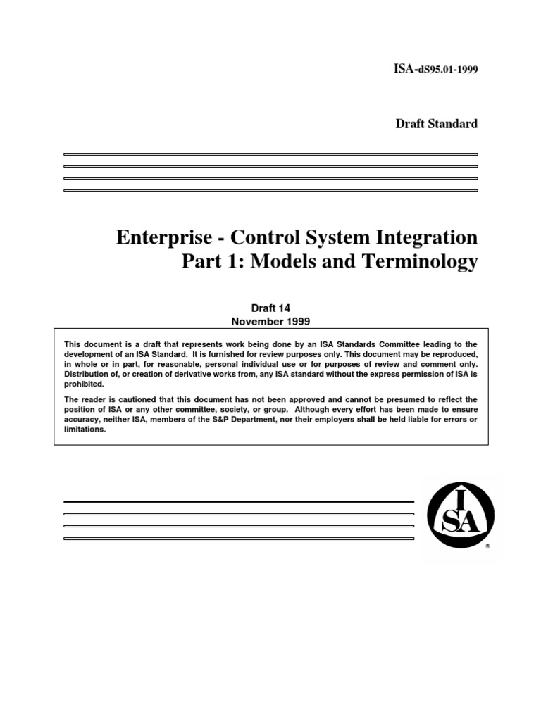 ISA Enterprise Control System Integration | PDF | Product Lifecycle ...