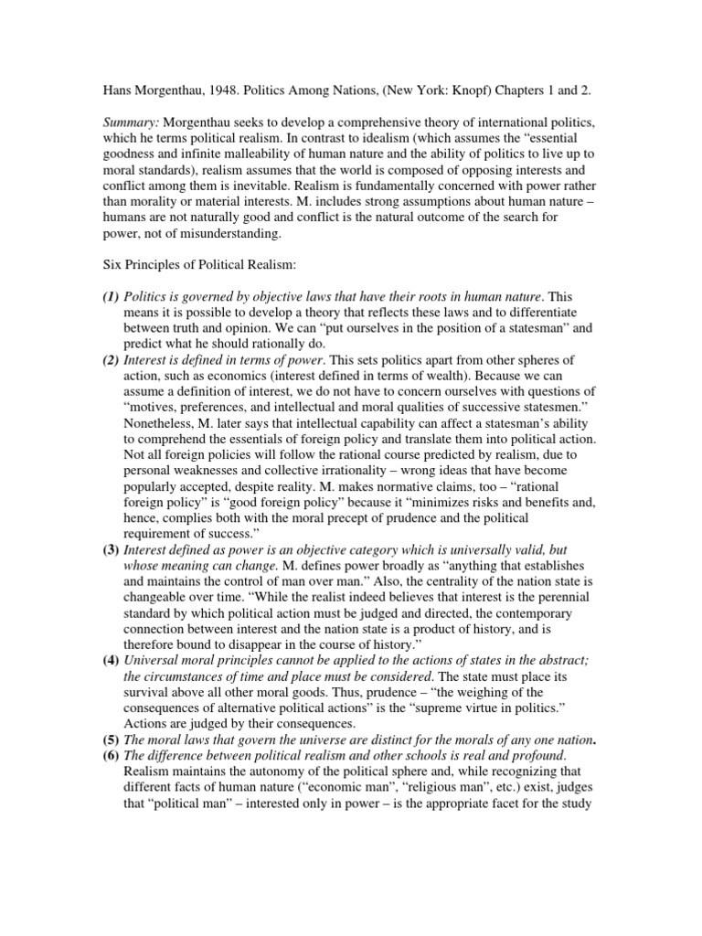 Six Principles of Political Realism | Philosophical Realism | Morality