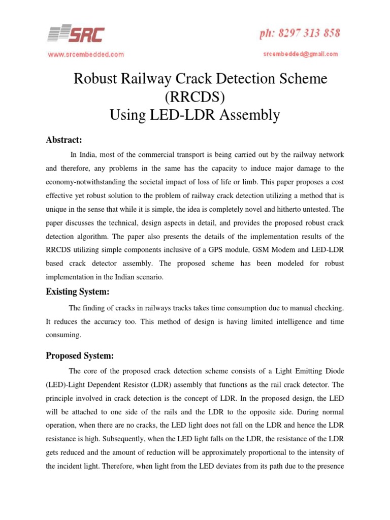 Robust Railway Crack Detection Scheme (RRCDS) Using LED-LDR Assembly ...