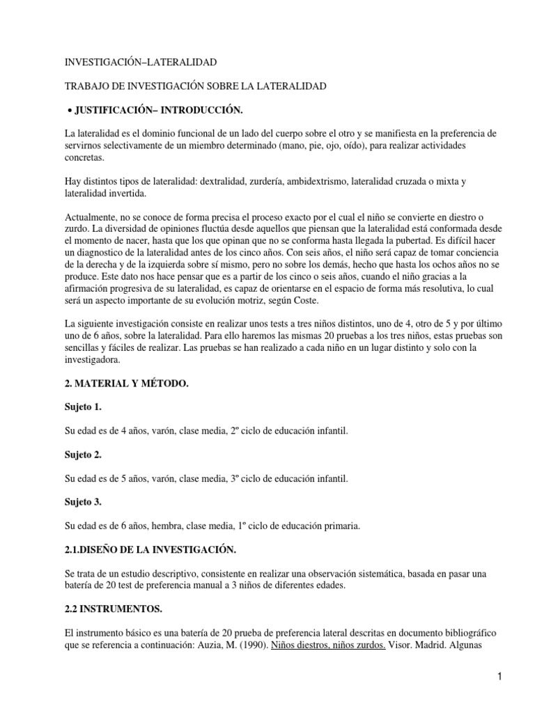 Lateralidad Cruzada 1 | PDF | Handedness | Ciencia cognitiva