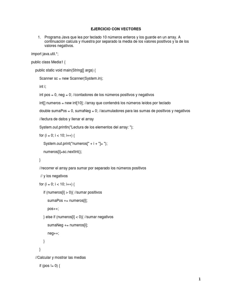 Ejercicio Con Vectores | PDF | Estructura de datos de matriz | Java ...