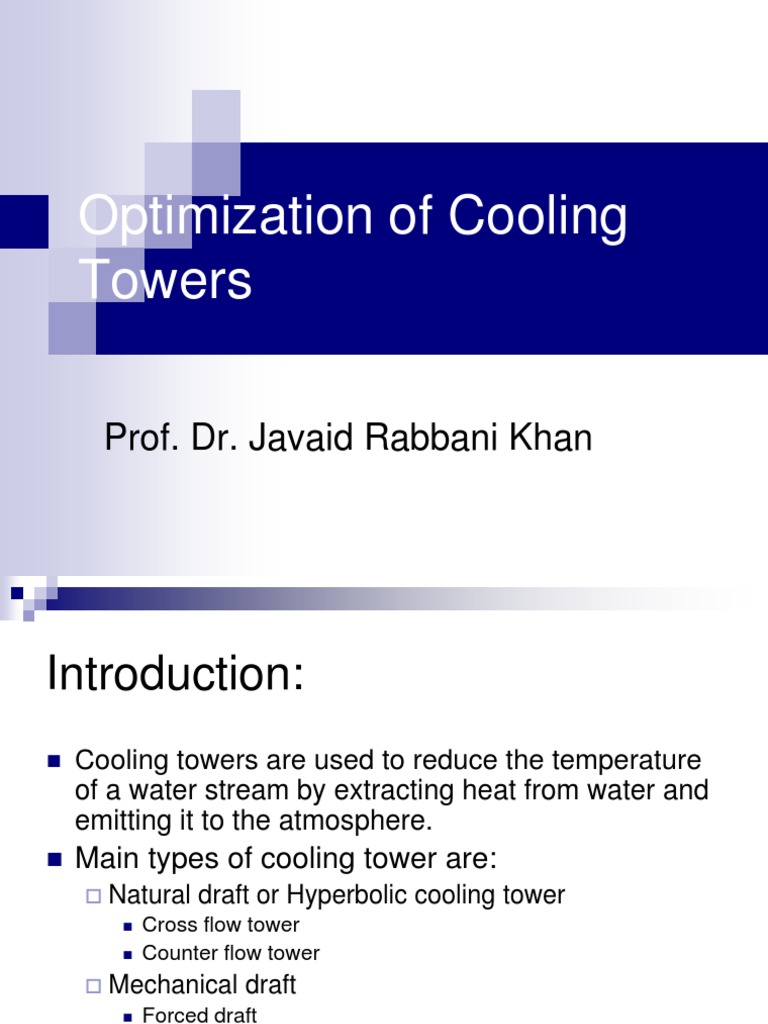 Optimization Of Cooling Towers Pdf Horsepower Pump