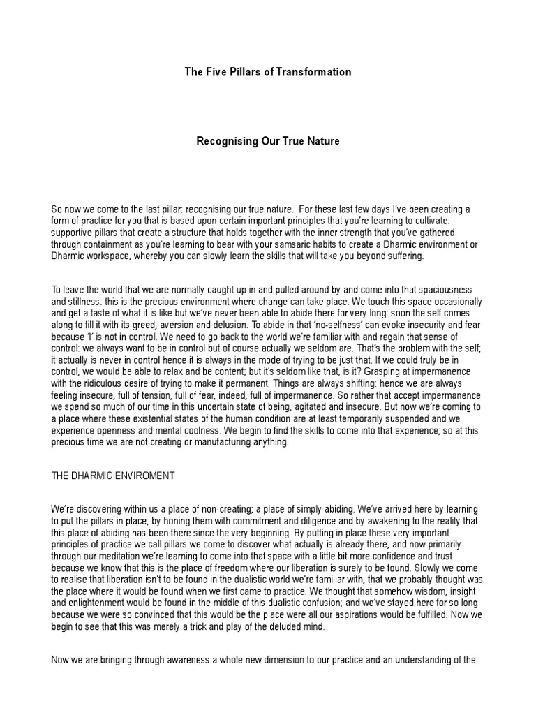 The Five Pillars of Transformation | PDF | Dualism | Humility