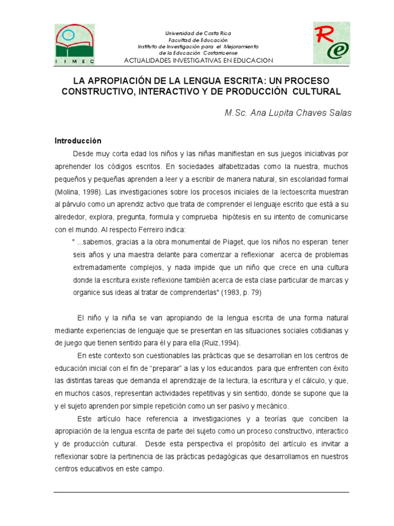 Teorías de La Lecto Escritura | PDF | Escritura | Lectura (proceso)