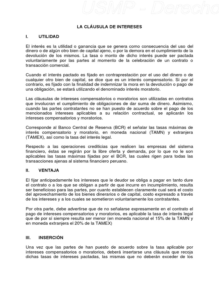 La Cláusula de Intereses | PDF | Interés | Póliza de seguros