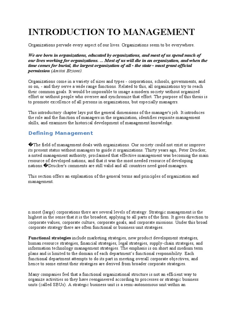 Introduction To Management | PDF | Strategic Management | Emergence