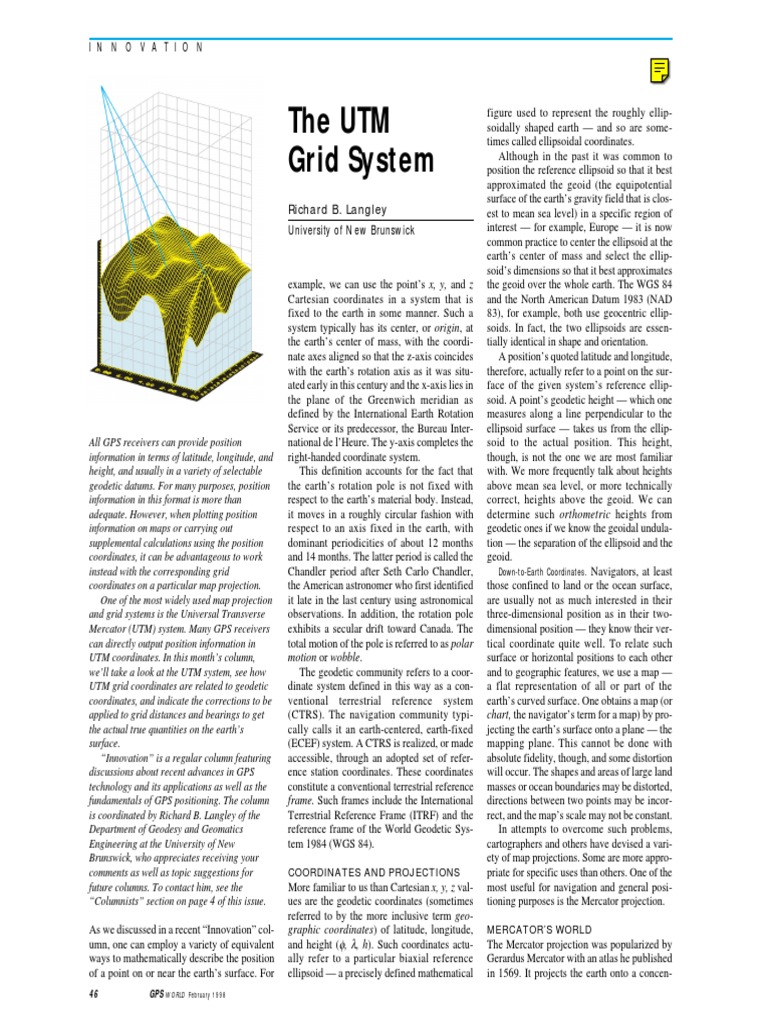 UTM - Grid System PDF | PDF | Latitude | Geodesy