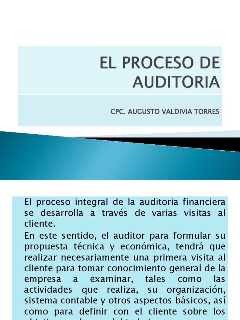 El Proceso de Auditoria | PDF | Planificación | Contralor