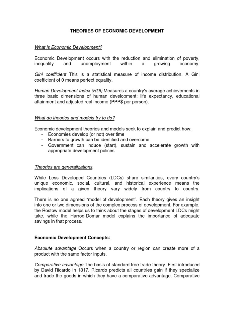 Theories of Economic Development PDF | PDF | Economic Growth | Economic ...