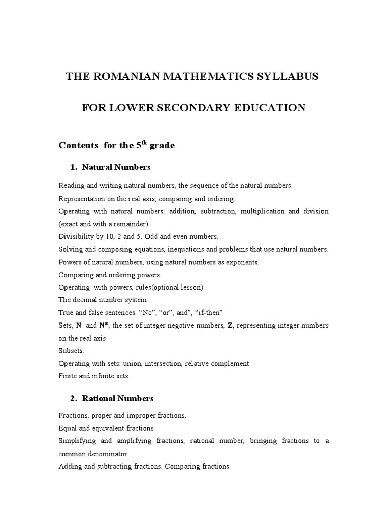 Romanian Math Syllabus for Grades 5-8 | PDF | Triangle | Area