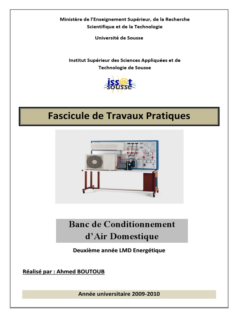 Travaux Pratiques sur le Conditionnement d'Air | PDF | Climatisation ...