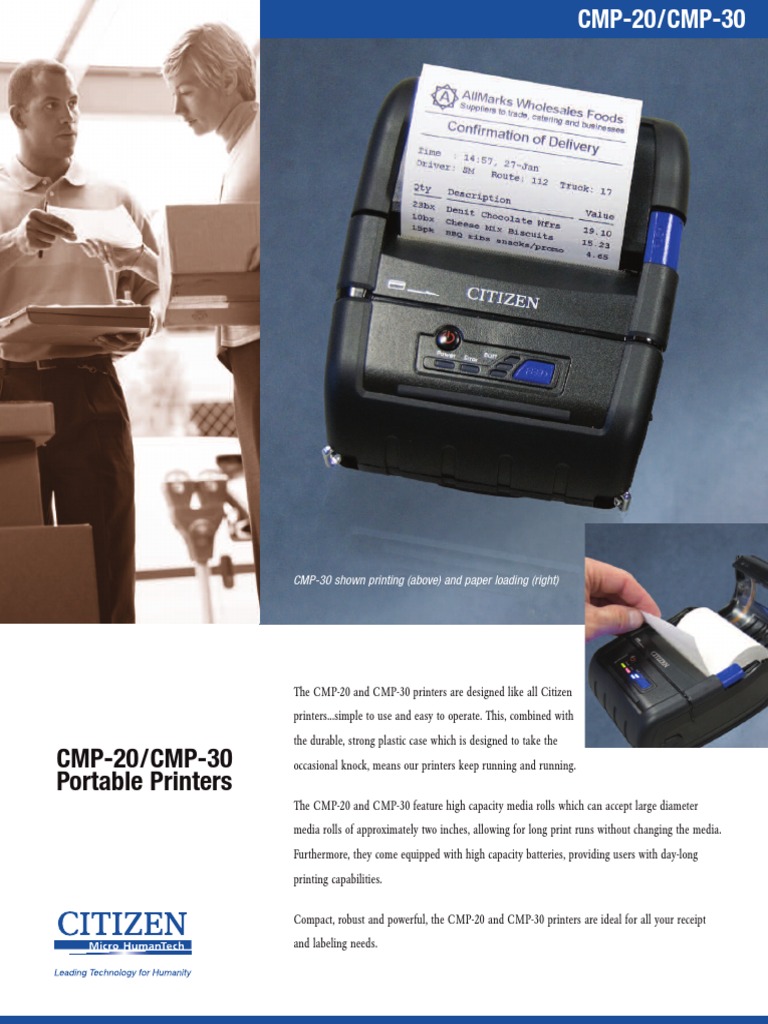 Citizen CMP-20 & CMP-30 Data Shhet | PDF | Printer (Computing) | Usb