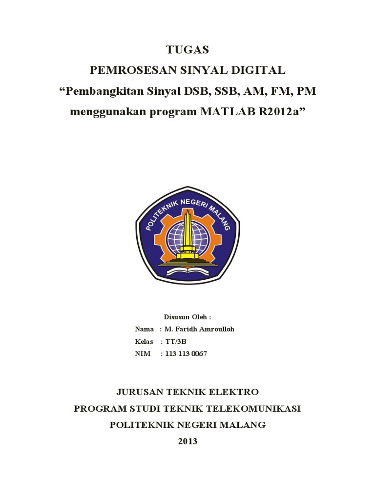 SSB, DSB, AM, FM, PM Menggunakan Software Matlab 2012 | PDF