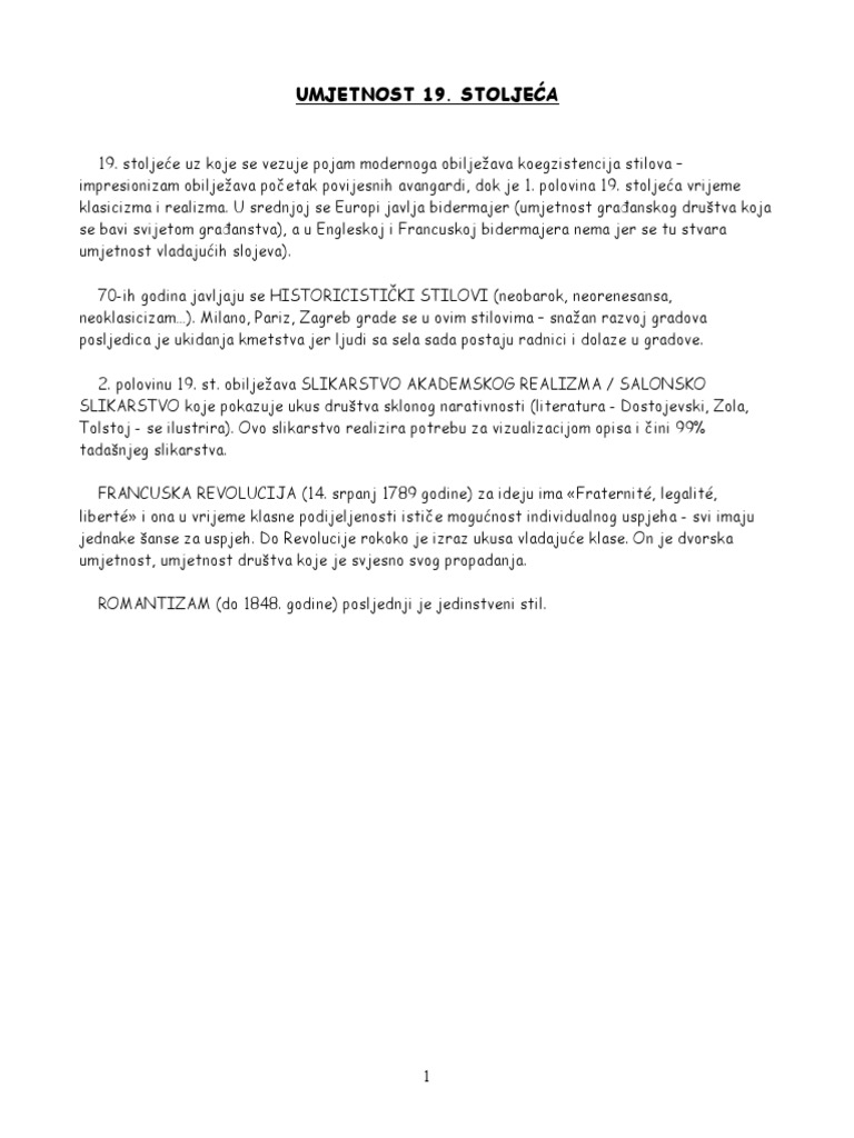 Umjetnost-19 St. Skripta 3 | PDF