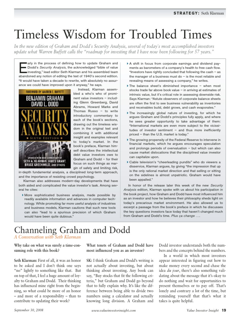 Klarman - Channeling Graham and Dodd - VII - Security - Analysis - 2008 ...