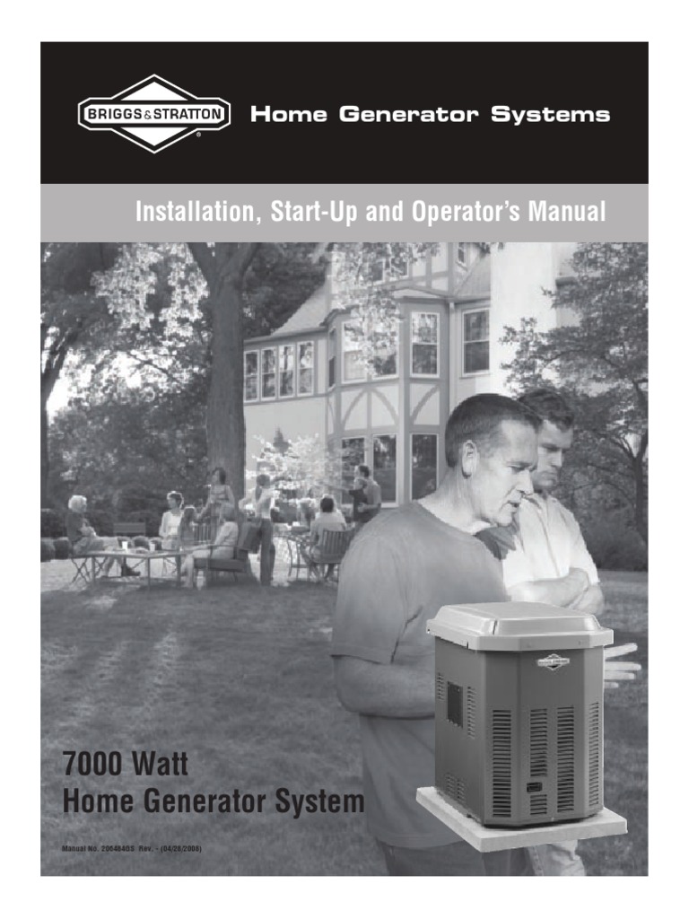 Generator 7000 Watt Briggs and Stratton Model 040298 PDF | PDF ...