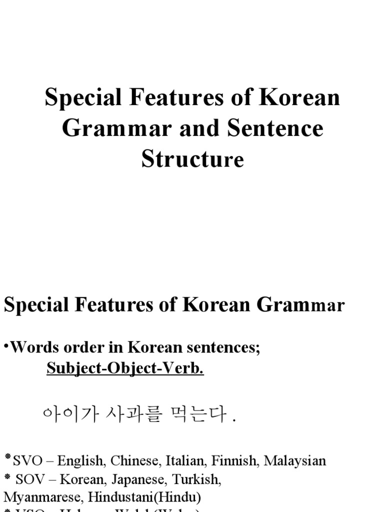 Lecture 1 - Special Features of Korean Grammar and Sentence Structure | PDF