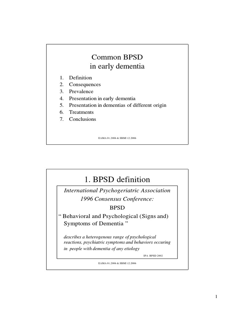BPSD | PDF | Dementia | Hallucination