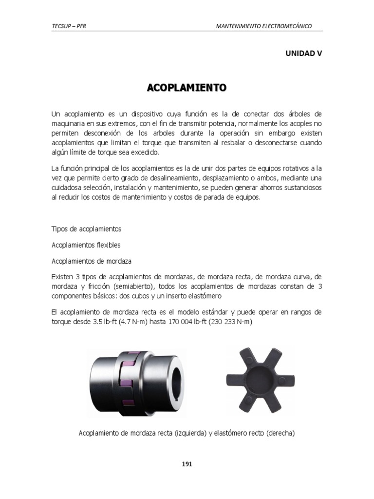 UNIDAD 5 - Acoplamientos | PDF | Engranaje | Lubricante