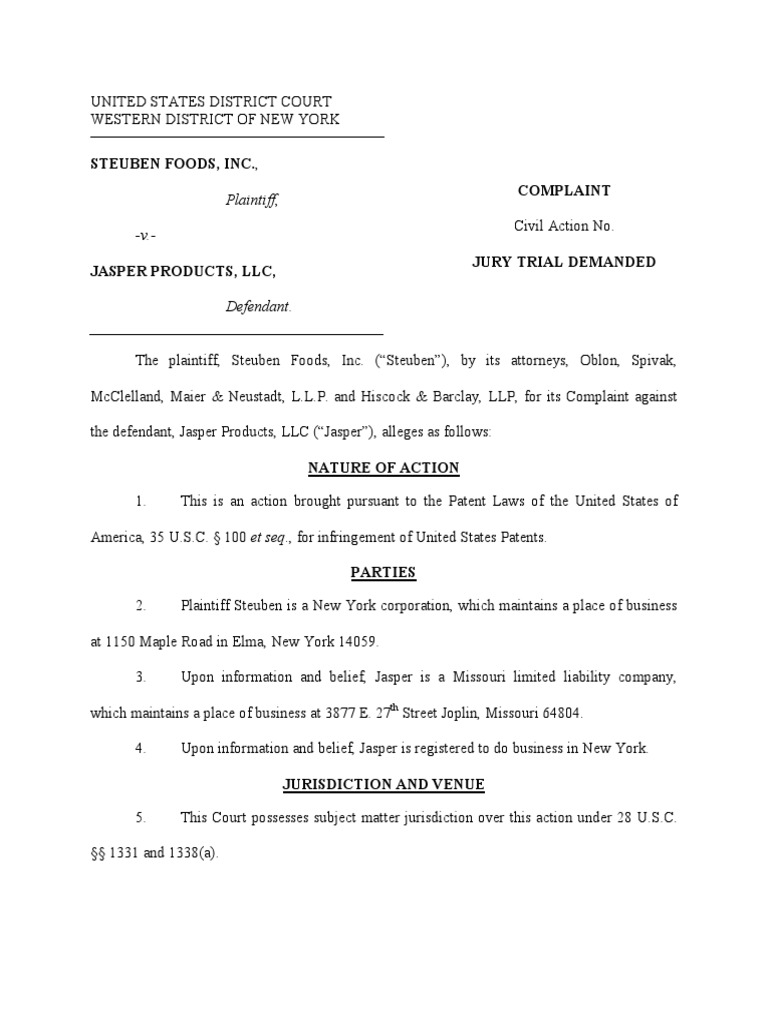 Steuben Foods v. Jasper Products | PDF