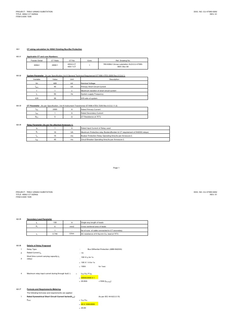 CT Sizing | PDF | Electrical Substation | Transformer