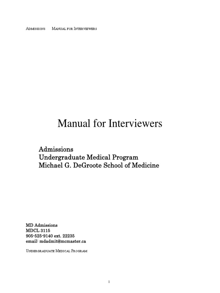 MMI Manual | PDF | Medical School | University And College Admission