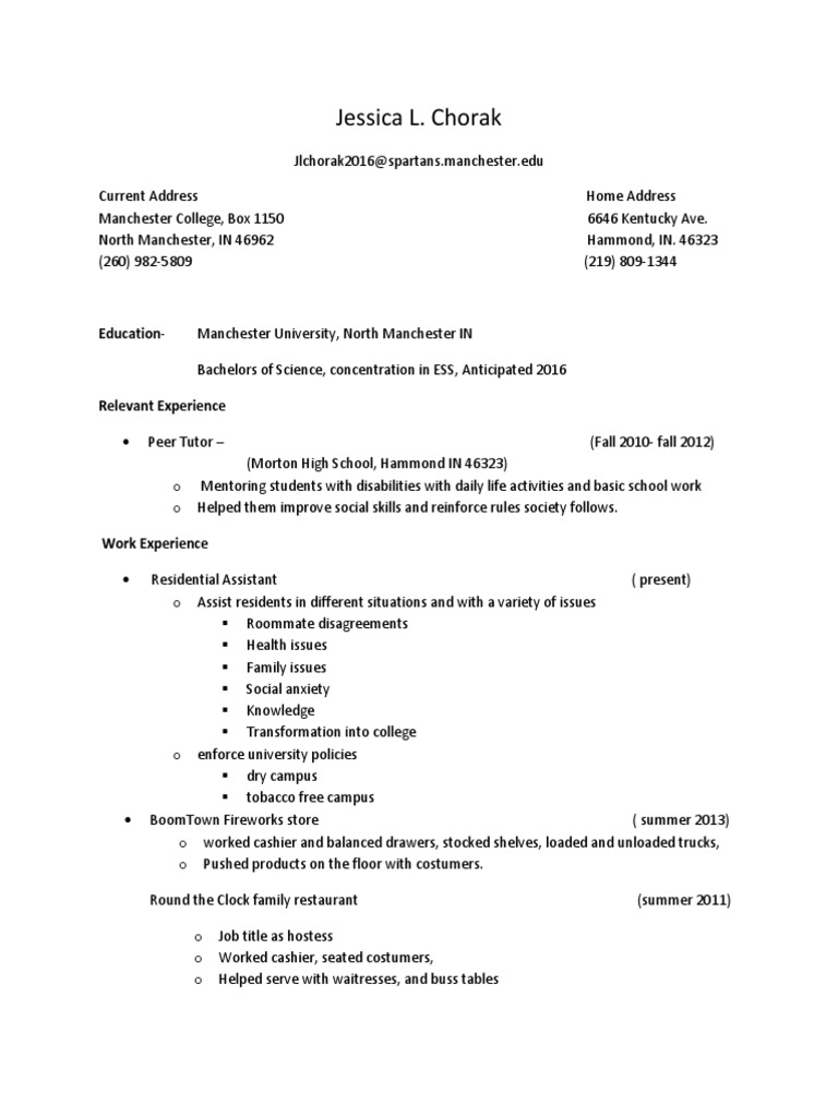Jessica L. Chorak's Resume Overview | PDF | Wellness