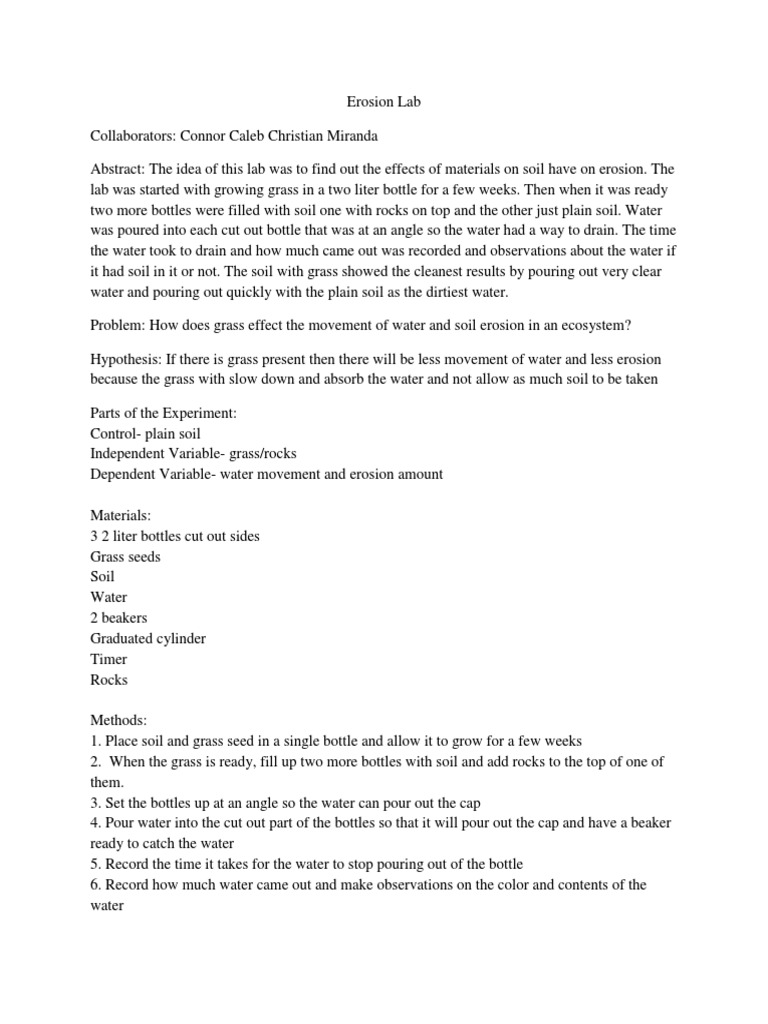 Grass Impact on Soil Erosion Lab | PDF | Surface Runoff | Soil