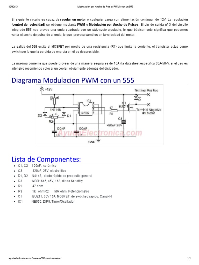 Modulacion Por Ancho de Pulso (PWM) Con Un 555 | Semiconductores ...