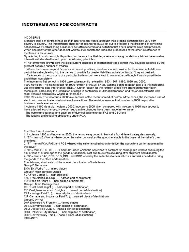 Understanding FOB and Incoterms 2021 | PDF | Bill Of Lading | Trade