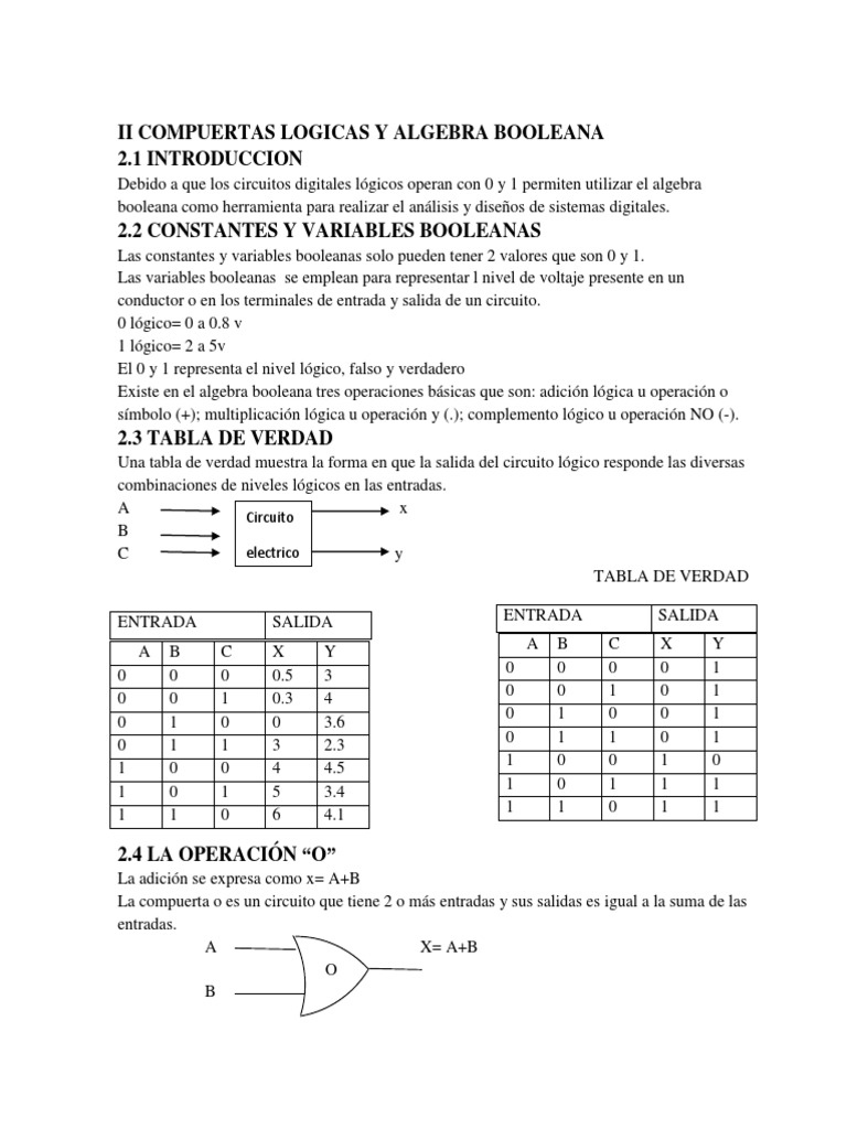 Compuertas Lógicas y Álgebra Booleana | PDF | Puerta lógica | Lógica