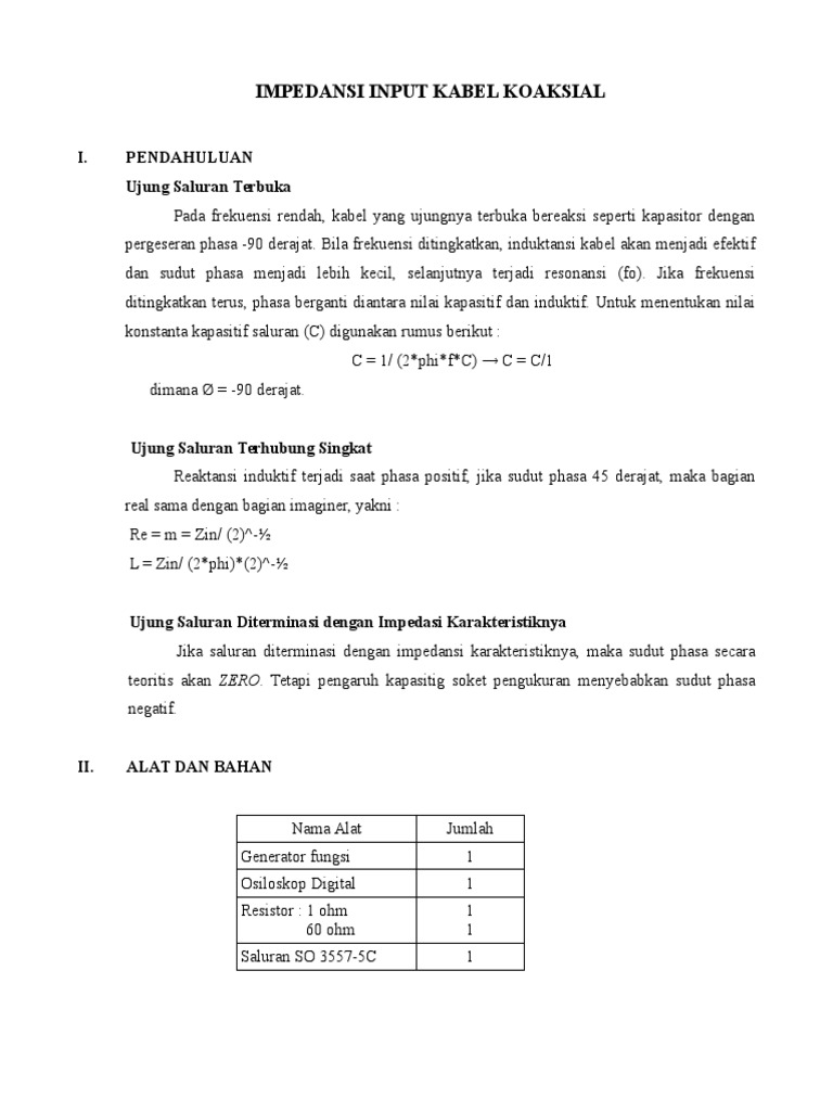 Impedansi Input Saluran Koaksial | PDF