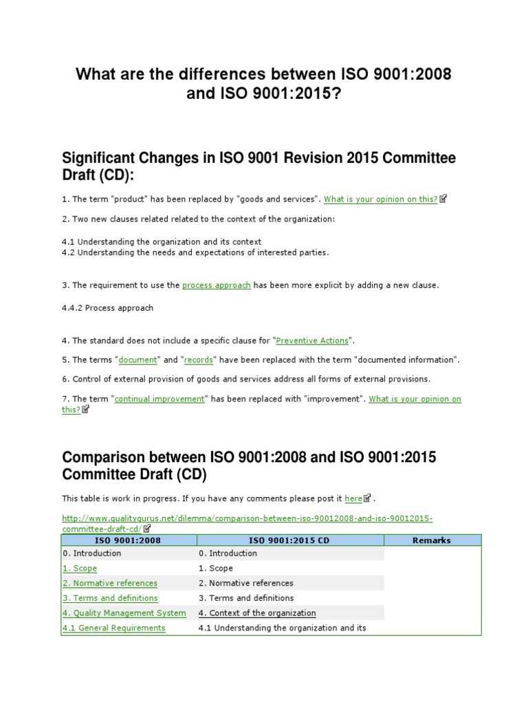What Are the Differences Between ISO 9001_2008 and ISO 9001_2015 | Iso ...