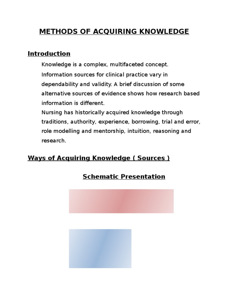 Methods of Knowledge Acquisition in Nursing | PDF | Expert | Reason