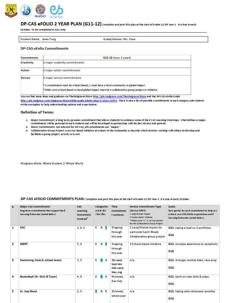 DP CAS Efolio Plan 2014 | PDF | Educational Psychology | Cognition