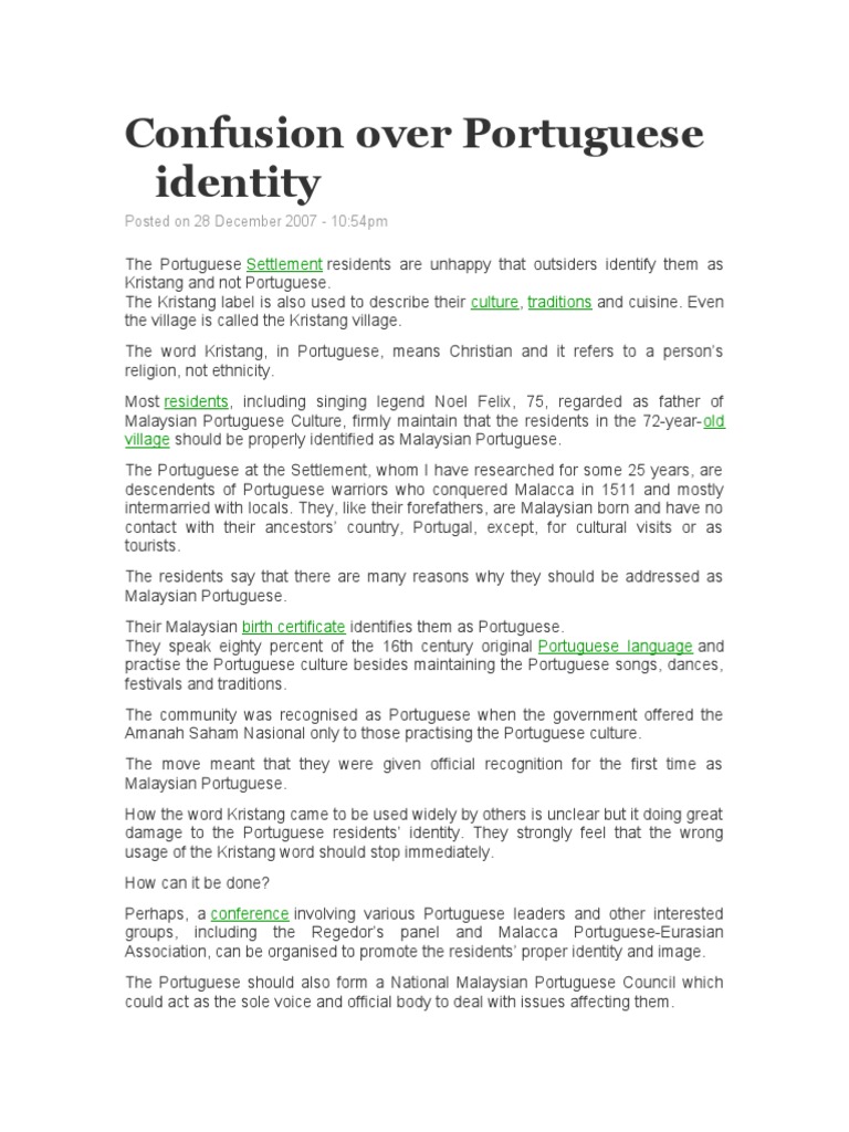 Confusion Over Portuguese Identity | PDF