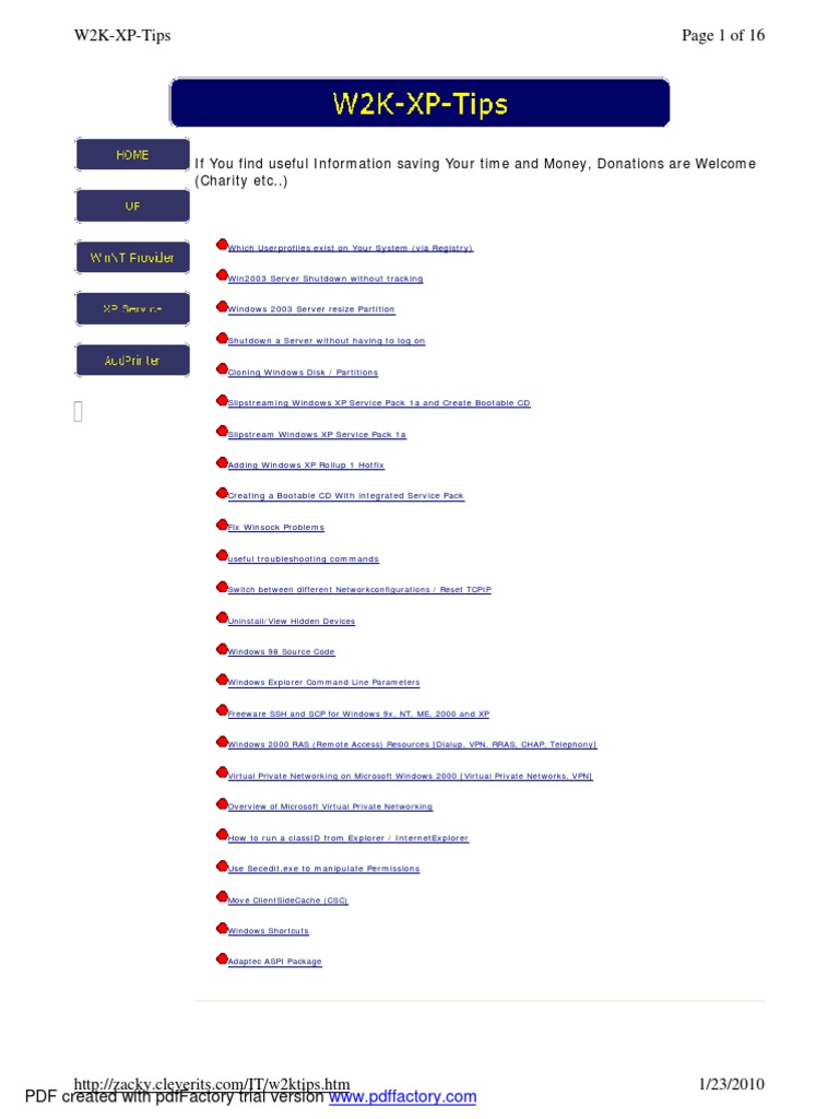 Win XP and 2K Tips | Download Free PDF | Microsoft Windows | Windows 2000