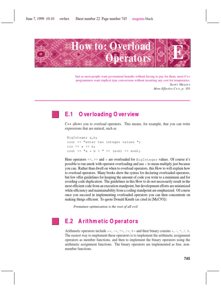 Howto Overload Operators | PDF | Inheritance (Object Oriented Programming) | Constructor (Object ...