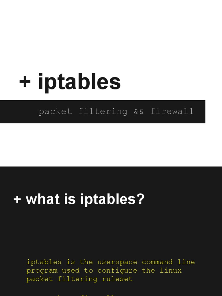+ Iptables: Packet Filtering && Firewall | PDF | Firewall (Computing) | Port (Computer Networking)