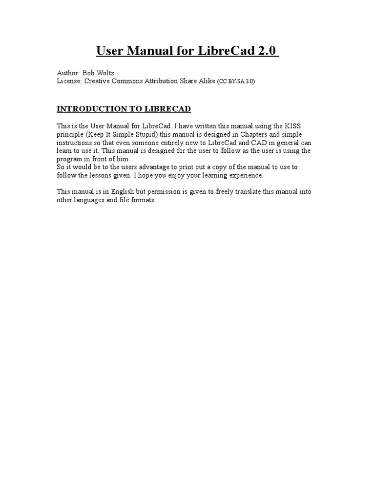 User Manual For Librecad 2.0 | PDF | Human–Computer Interaction | Software