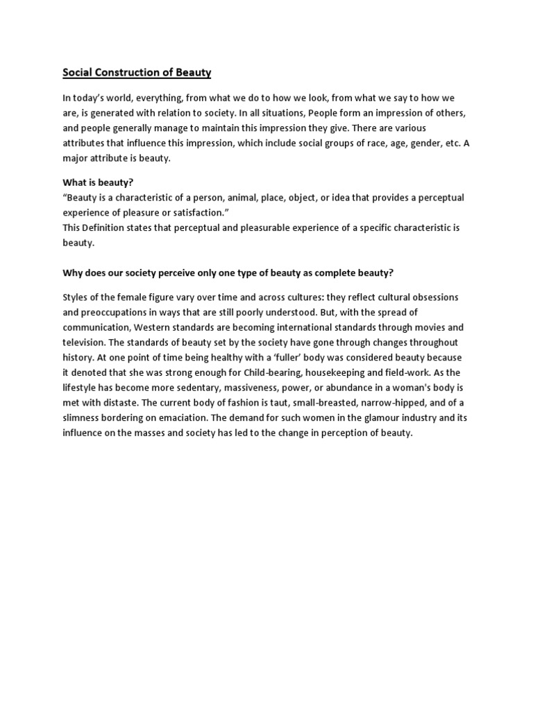 Social Construction of Beauty Explained | PDF | Beauty | Social ...