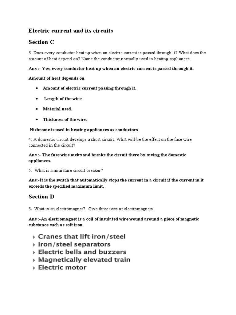 Electric Current Question and Answer 1 | PDF | Electric Current | Fuse ...