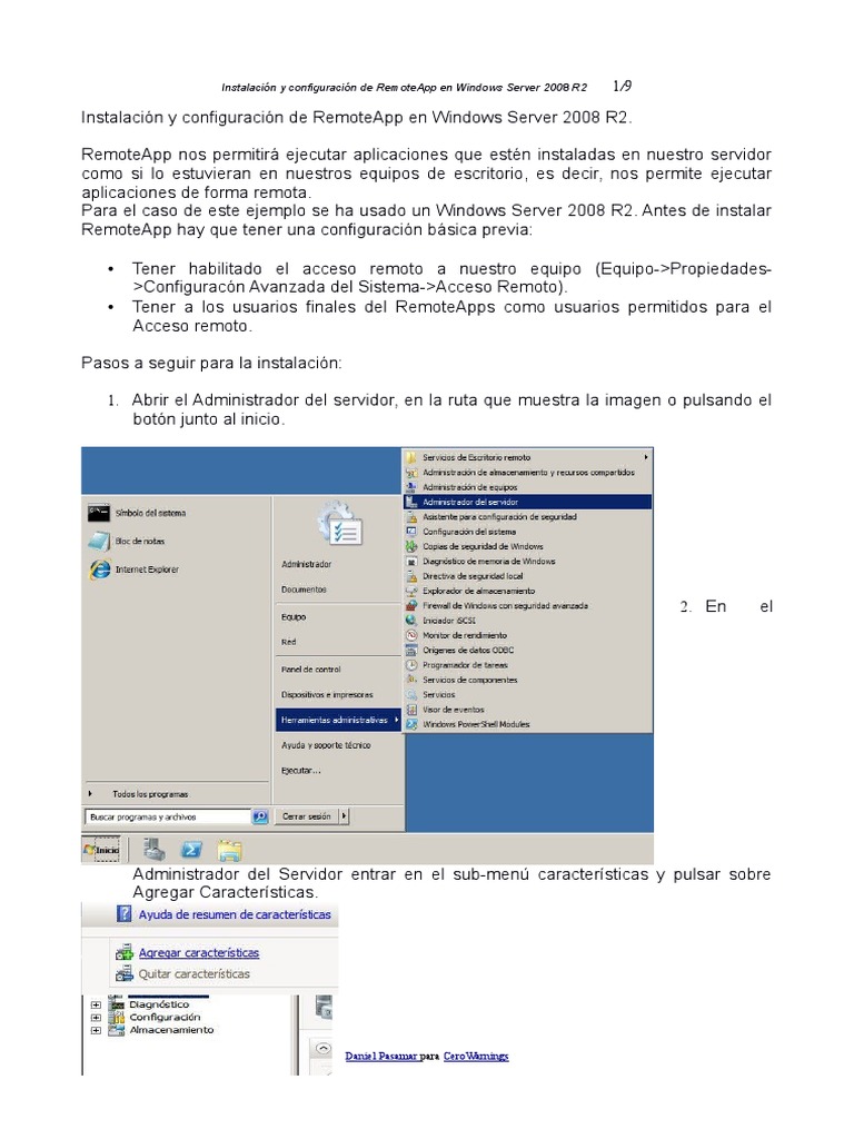 Instalación y Configuración de RemoteApp en Windows Server 2008 R2 | PDF | Servidor (Computación ...