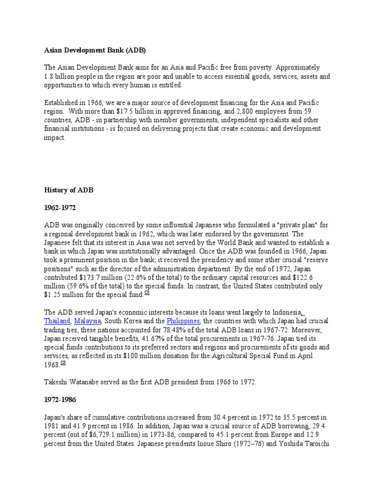 Asian Development Bank (ADB) : Thailand Malaysia Philippines | PDF ...