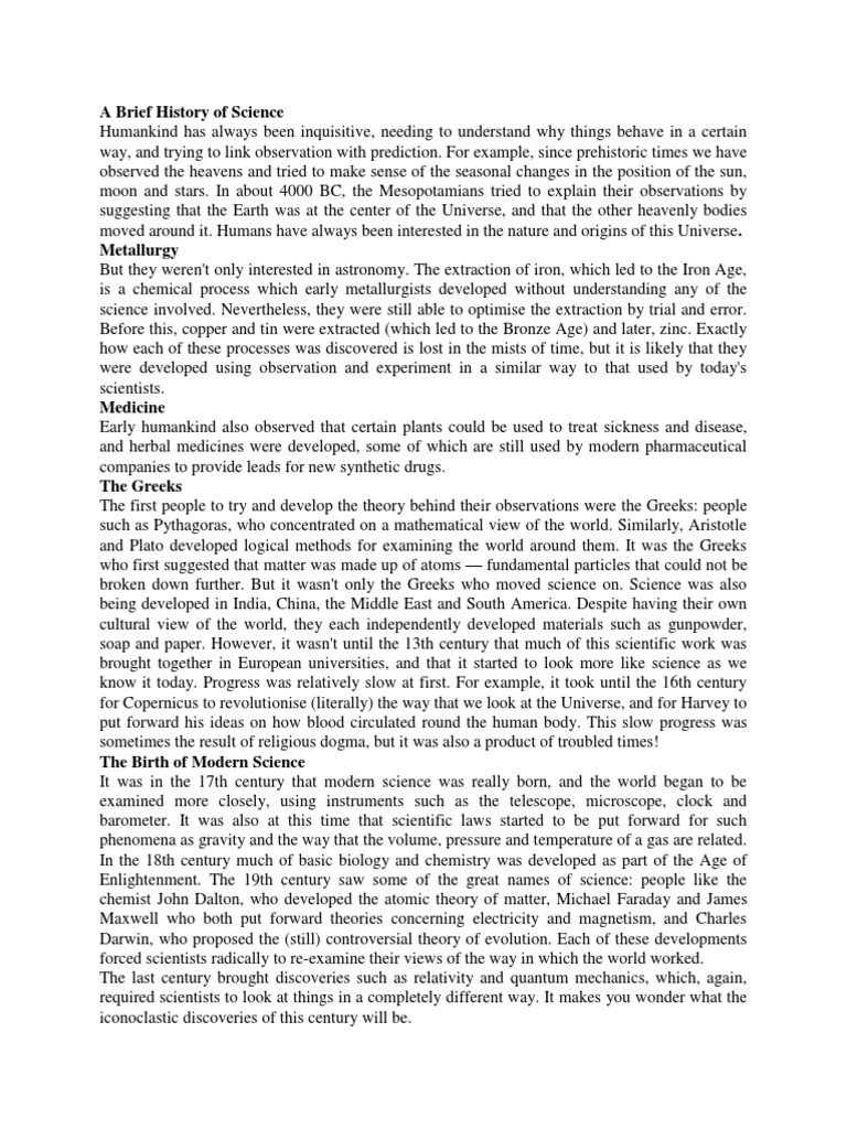 A Brief History Of Science Pdf History Of Science Science