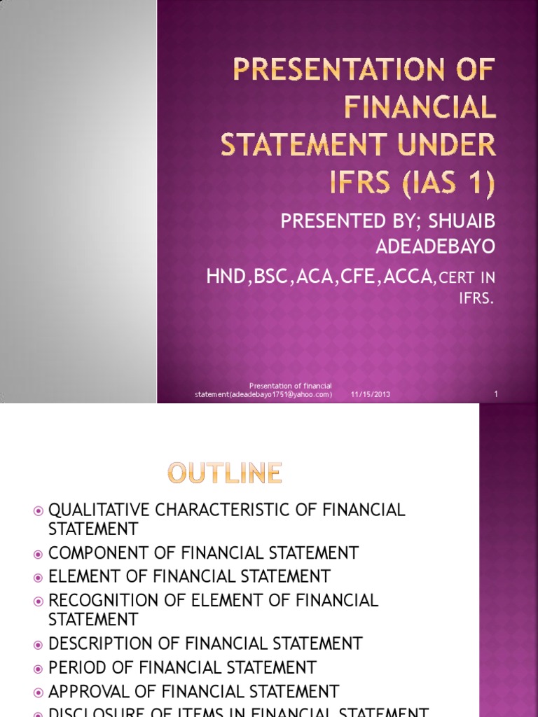 Ias 1 Presentation of Financial Statement Under Ifrs (Ias | PDF ...