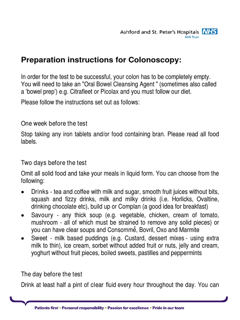 Preparation Instructions For Colonos | PDF | Colonoscopy ...