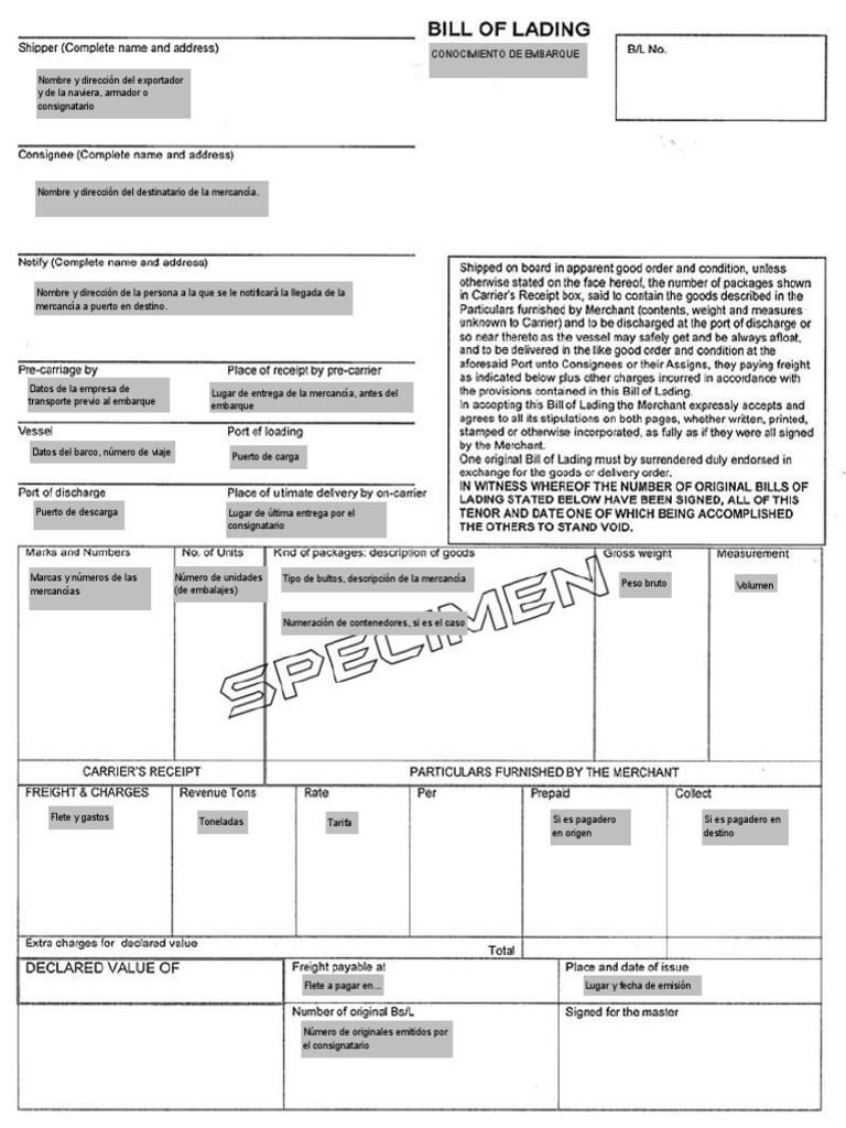 Bill of Landing - Aspx | PDF